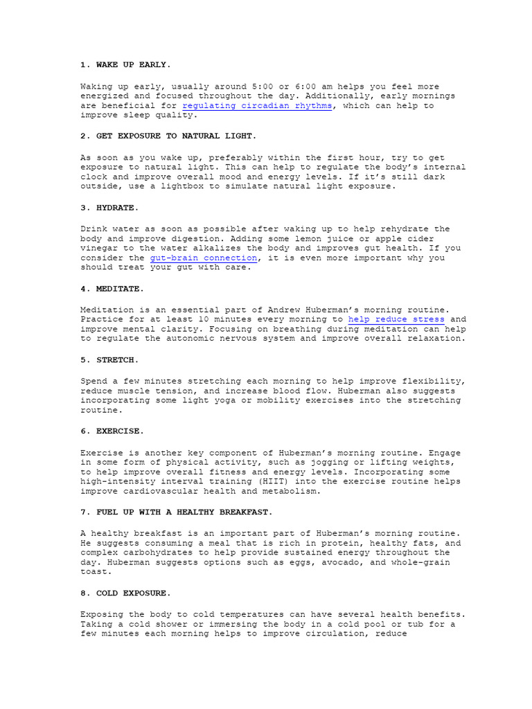 Andrew Huberman Morning Routine | PDF | Determinants Of Health ...