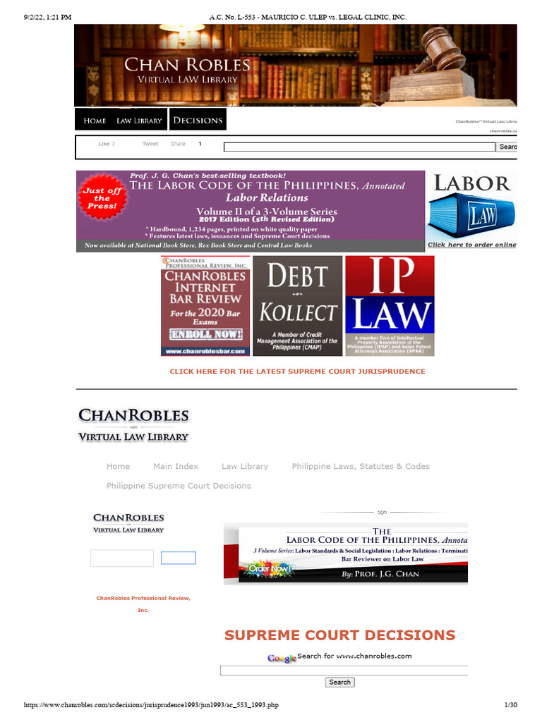 MAURICIO C. ULEP vs. LEGAL CLINIC, INC. | PDF | Practice Of Law | Lawyer