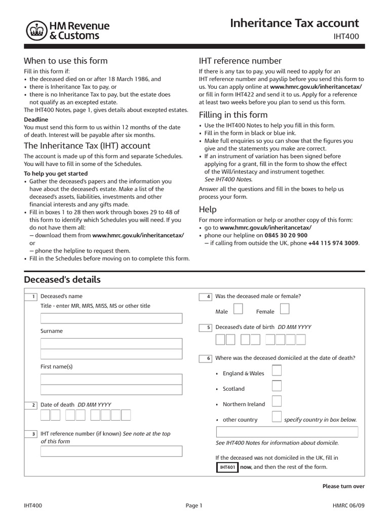 IHT400 - Inheritance Tax Account - Heritage Wills | PDF | Inheritance ...