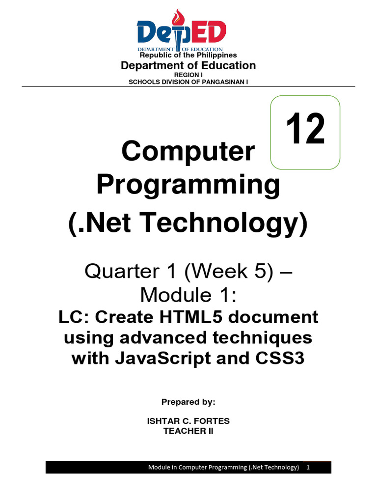 .Net Technology 12 Q1 W5 | PDF | Rgb Color Model | Computing