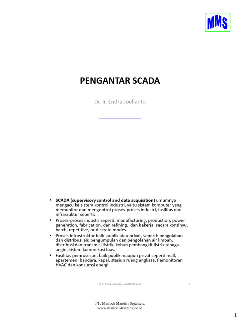 Pengantar Scada: Dr. Ir. Endra Joelianto | PDF | Scada | Telemetry