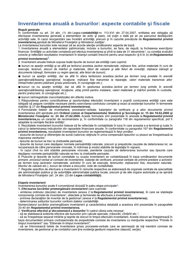 Inventarierea Aspecte Contabile | PDF