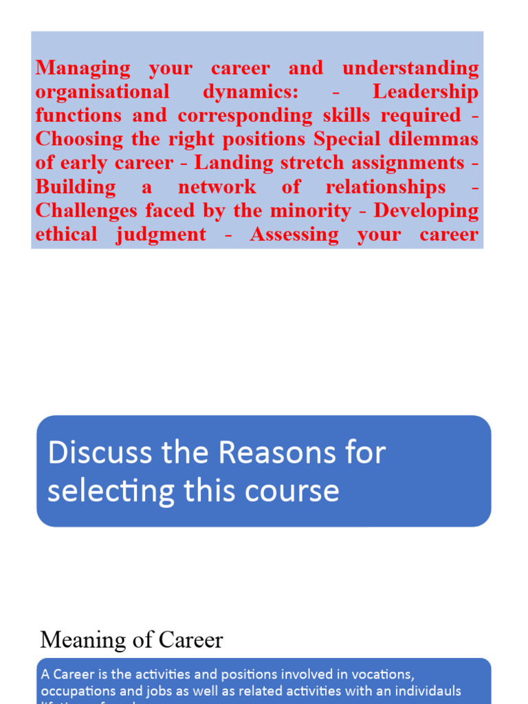 10 Managing Your Career & Organisational Dynamics | PDF | Employment ...