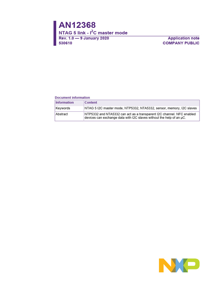NTAG 5 I2C Master Mode Overview | PDF | Damages | Legal Liability