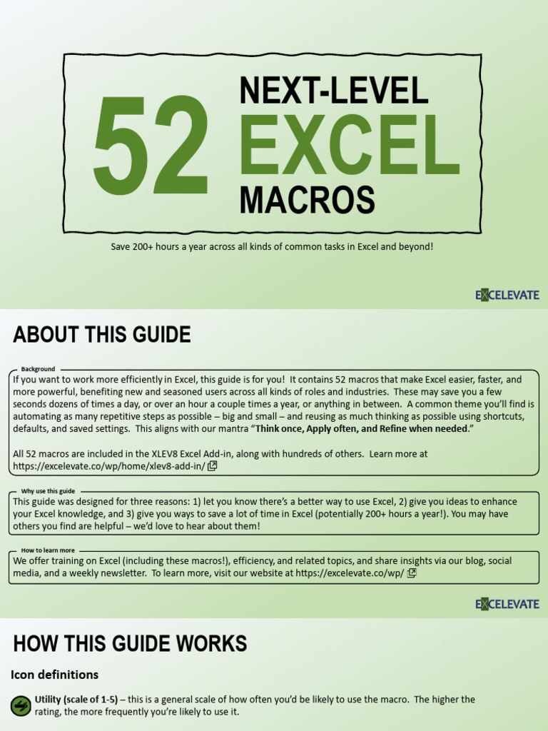 52 Next Level Excel Macros | PDF | Microsoft Excel | Database Index