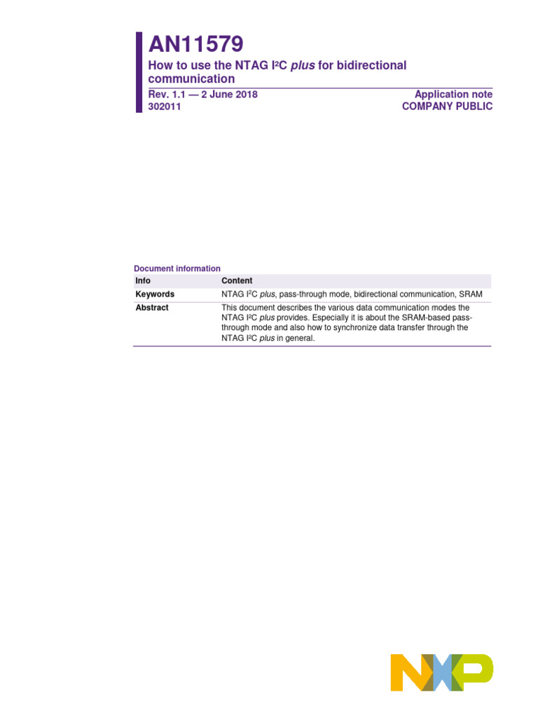 AN11579 - How To Use The NTAG I C Plus For Bidirectional | PDF ...