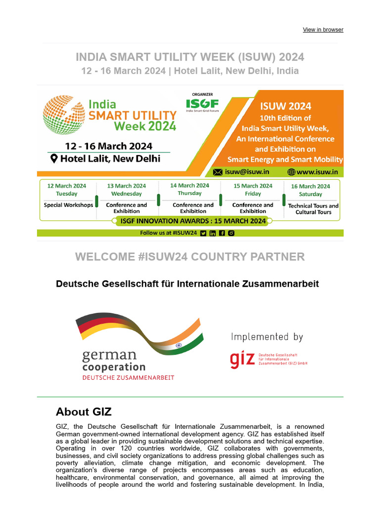 India Smart Utility Week (Isuw) 2024: 12 - 16 March 2024 - Hotel Lalit, New Delhi, India | PDF