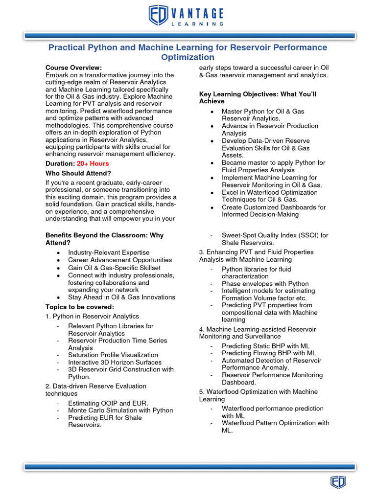 Practical Python and Machine Learning For Reservoir Performance Optimization | PDF | Petroleum ...