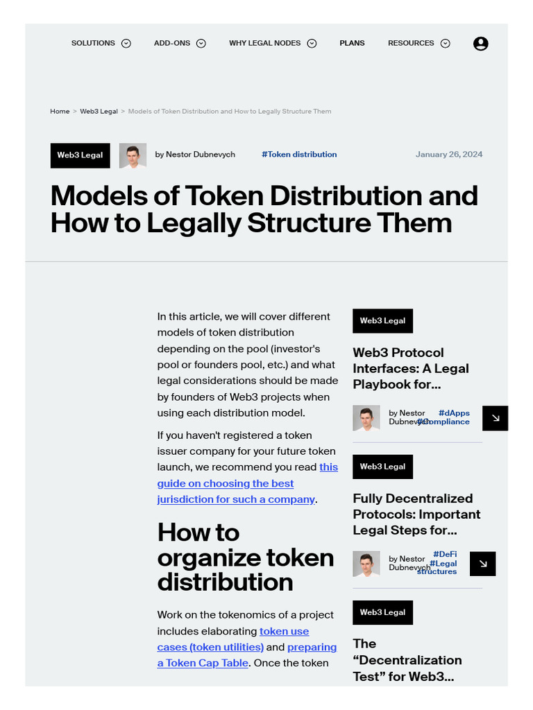 Models of Token Distribution and How To Legally Structure Them | PDF ...
