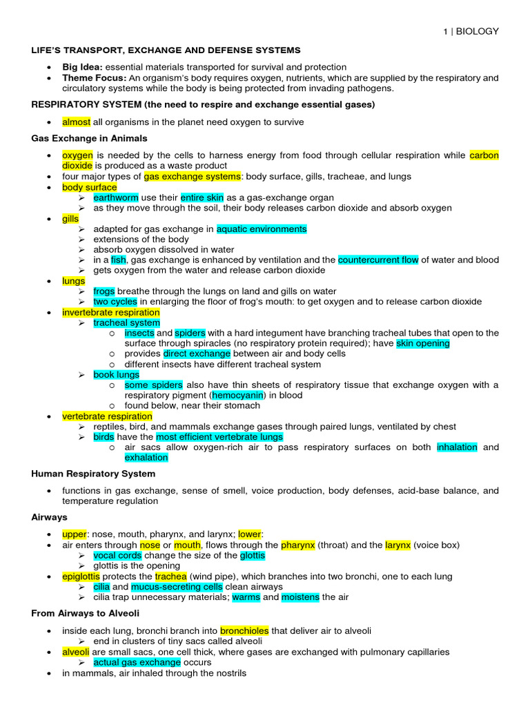 Biology of Transport and Defense Systems | PDF | Atrium (Heart) | Heart ...