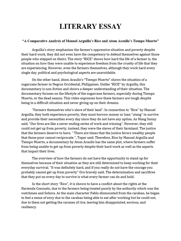 A Comparative Analysis of Manuel Arguilla's Rice and Atom Araullo's ...