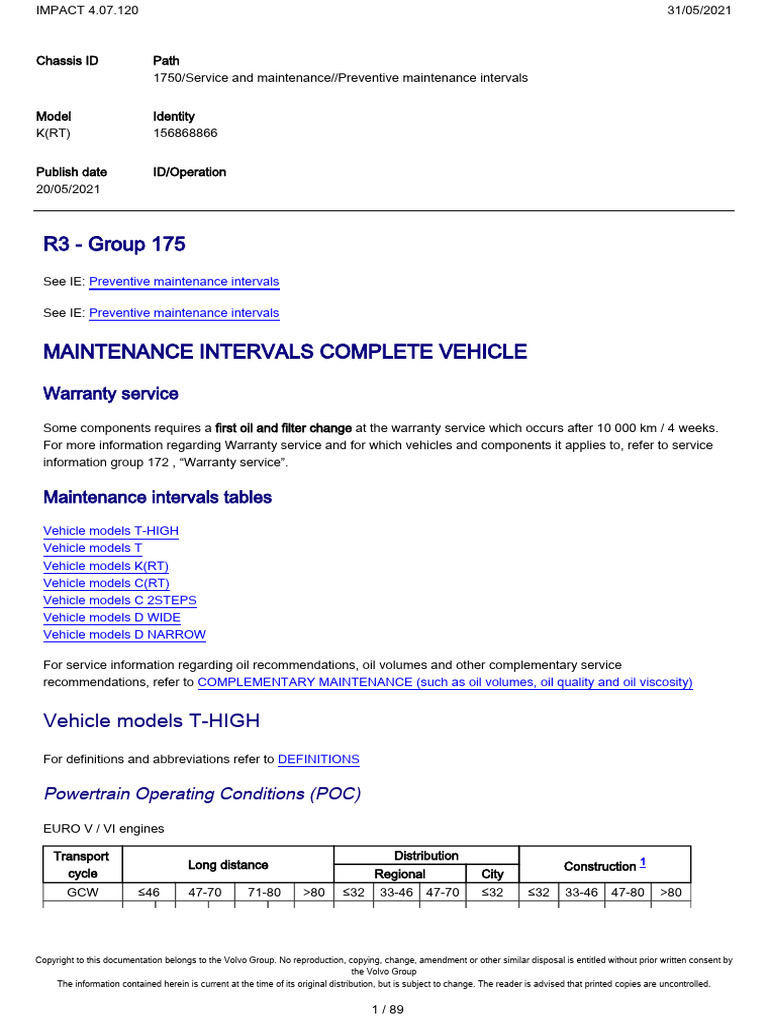 Impact - Maintenance Intervals Complete Vehicle | PDF | Fuel Economy In ...