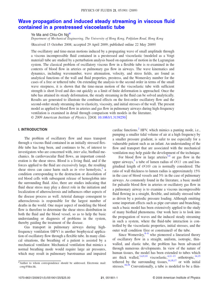 Wave Propagation and Induced Steady Streaming in Viscous Fluid Contained in A Prestressed ...