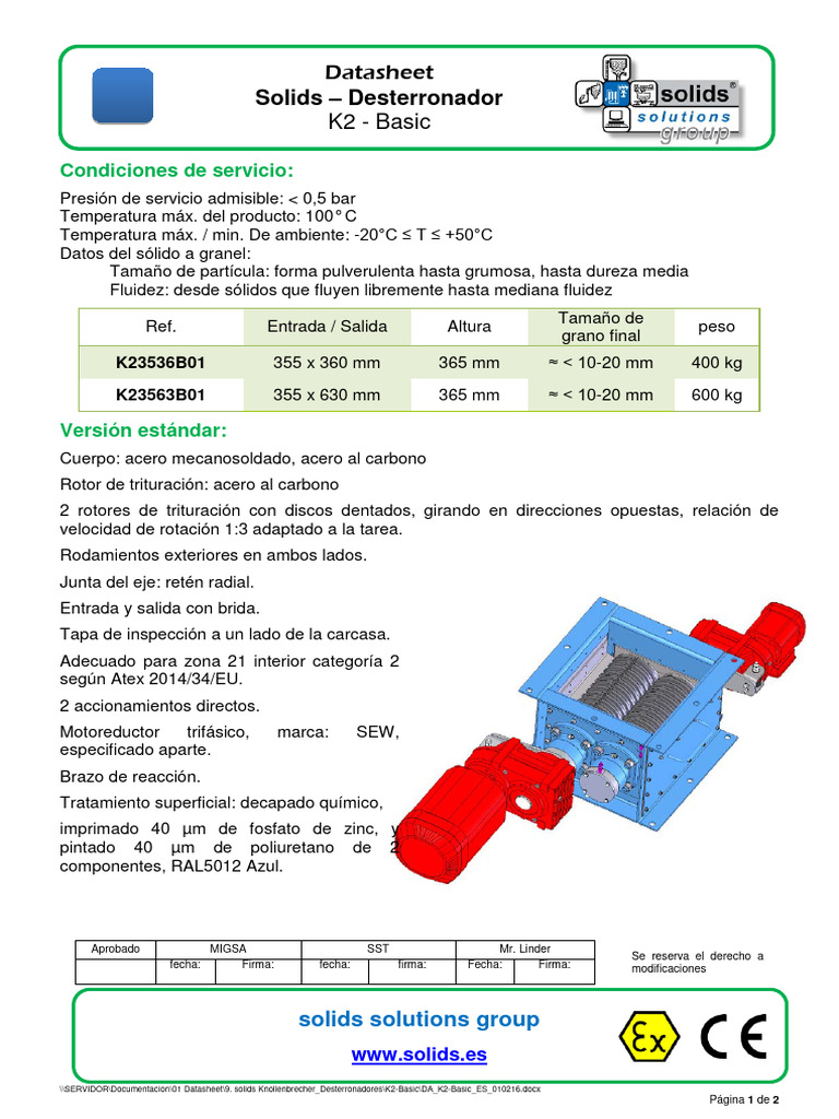 Datasheet Desterronador K2 - Basic | PDF