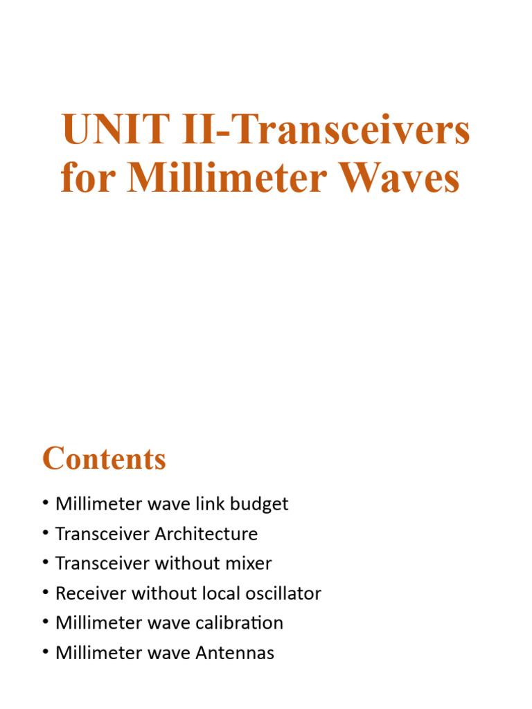 Transceivers For Millimeter Waves | PDF | Extremely High Frequency ...