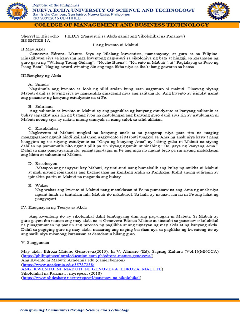 FilDis Pagsusuri NG Akda | PDF