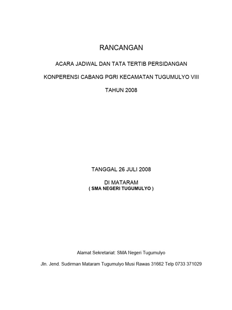 Rancangan Acara Jadwal Dan Tatib Persidangan | PDF