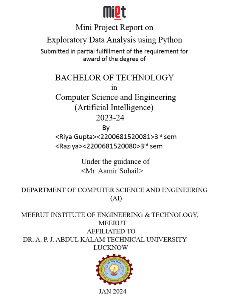 Mini Project Report On | PDF | Statistics | Categorical Variable