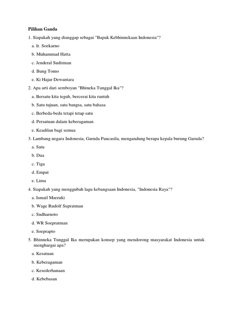 Soal Latihan PTS PKN Genap 2024 | PDF