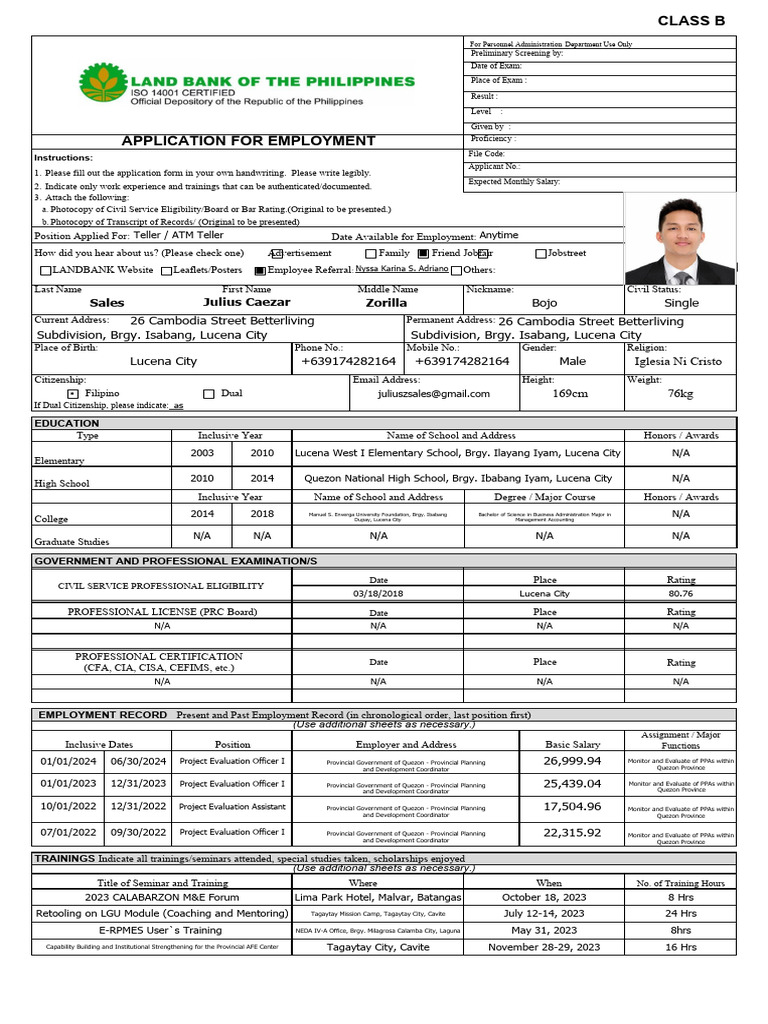 Application For Employment Form | PDF