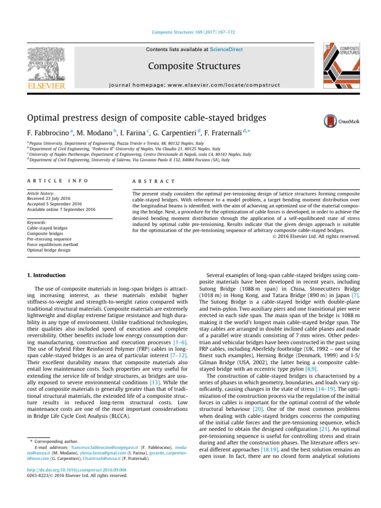Optimal Prestress Design of Composite Cable-Stayed Bridges | Download Free PDF | Bending | Beam ...