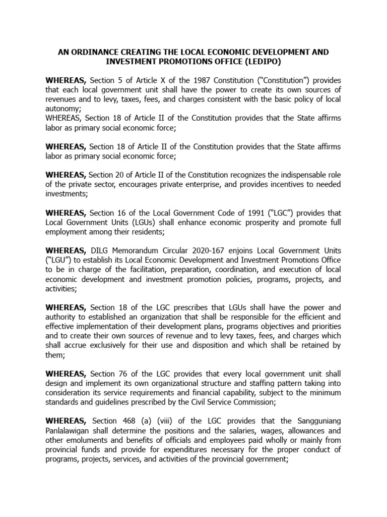 Quezon Province LEDIPO Ordinance 2023 | PDF | Public–Private ...