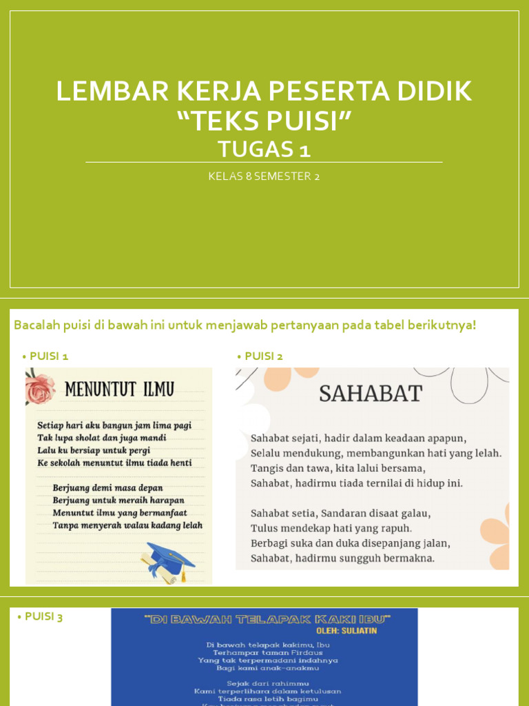 LKPD Teks Puisi Kelas 8 SMT 2 | PDF