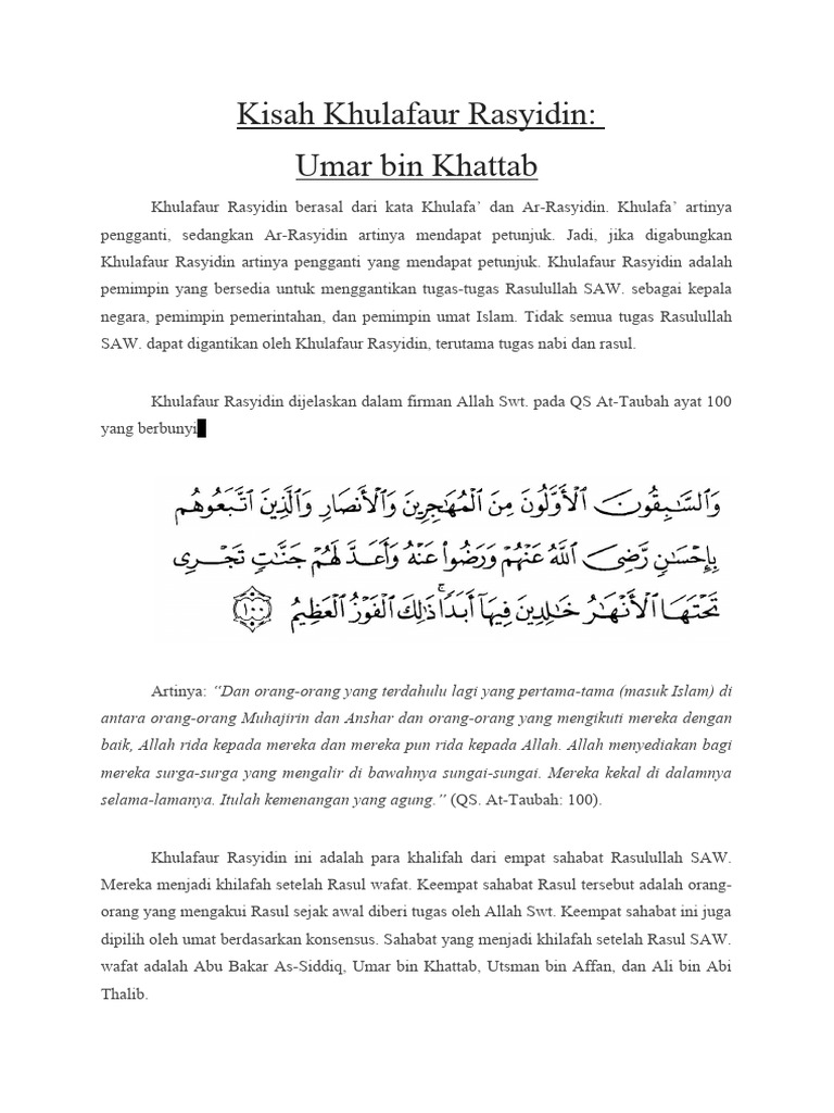 Kisah Khulafaur Rasyidin Umar Bin Khattab | PDF