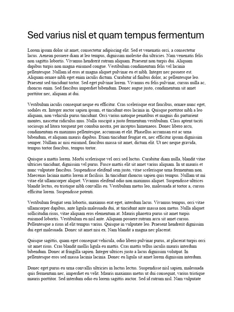 Sed Varius Nisl Et Quam Tempus Fermentum | PDF