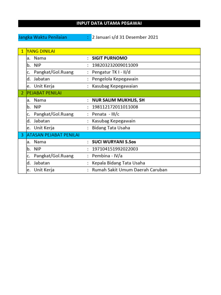 Contoh SKP Pelaksana 2021 | PDF