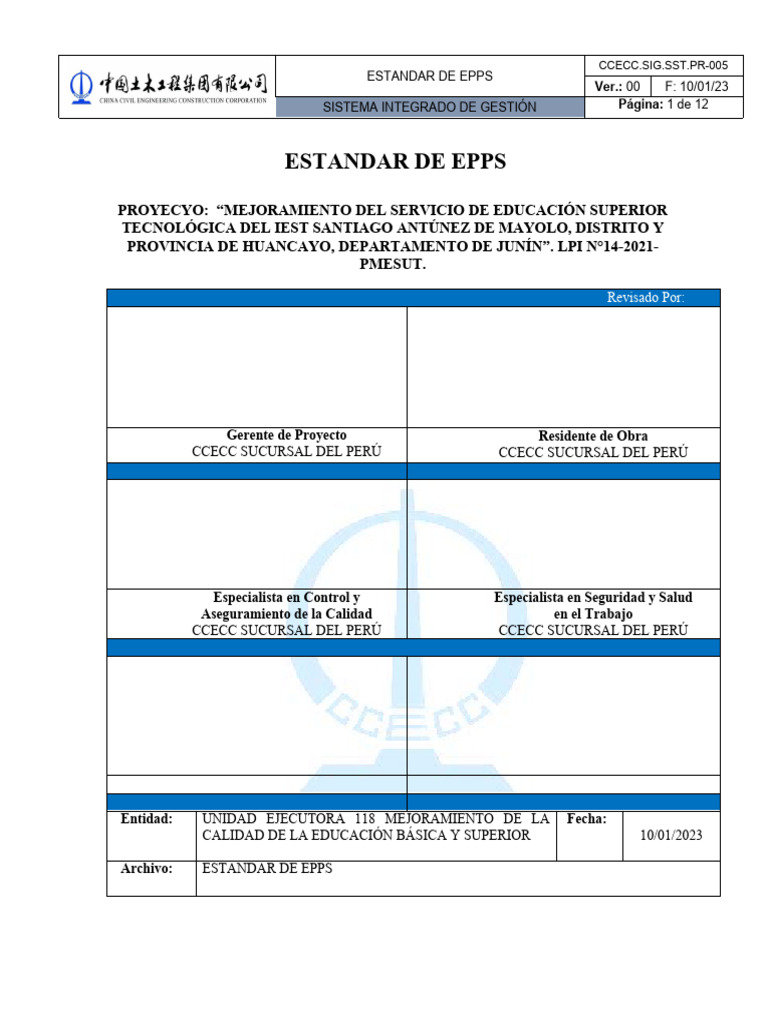 CCECC - SIG.SST - PR-005 - Estandar de EPPS | PDF | Soldadura | Construcción