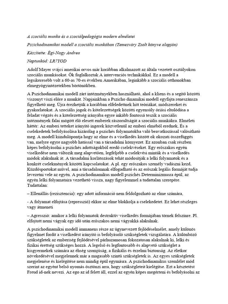 Temesváry Szoc - Munka Módszertana Rövidített | PDF