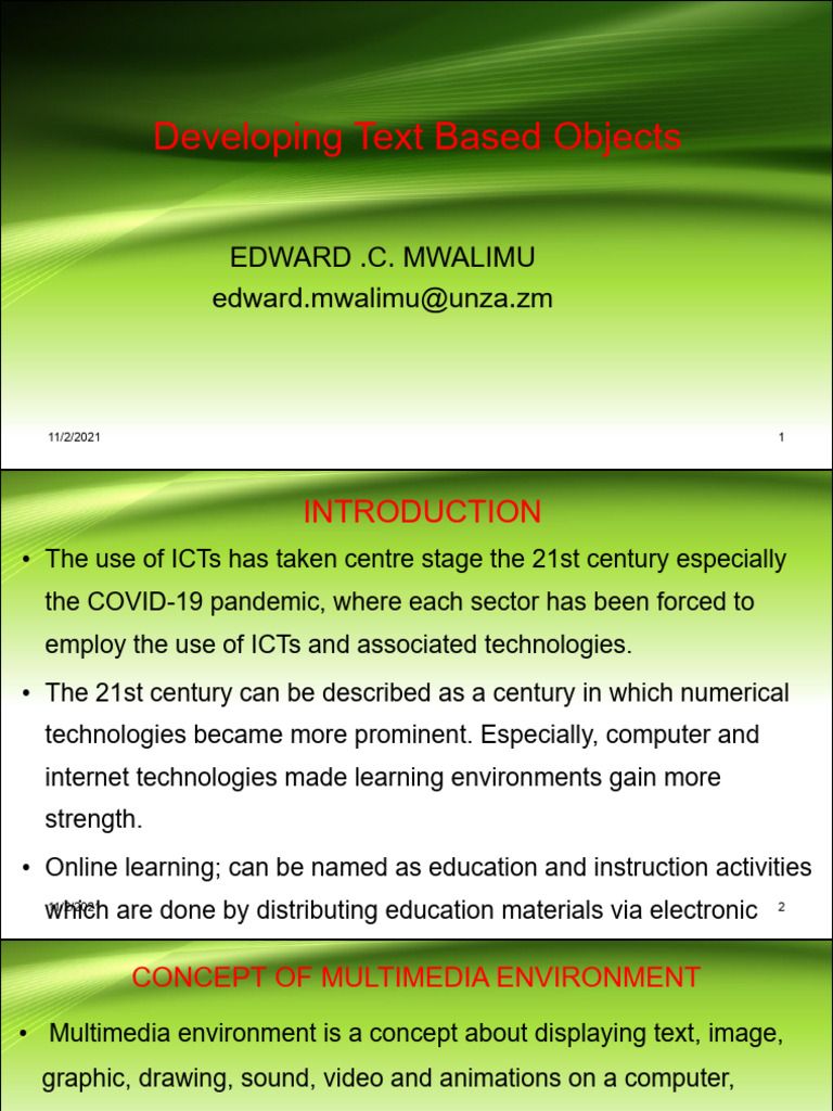 Developing Text Based Objects | PDF | Multimedia | Learning