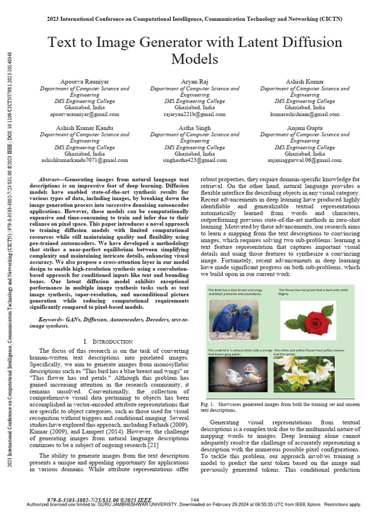 Text To Image Generator With Latent Diffusion Models | PDF