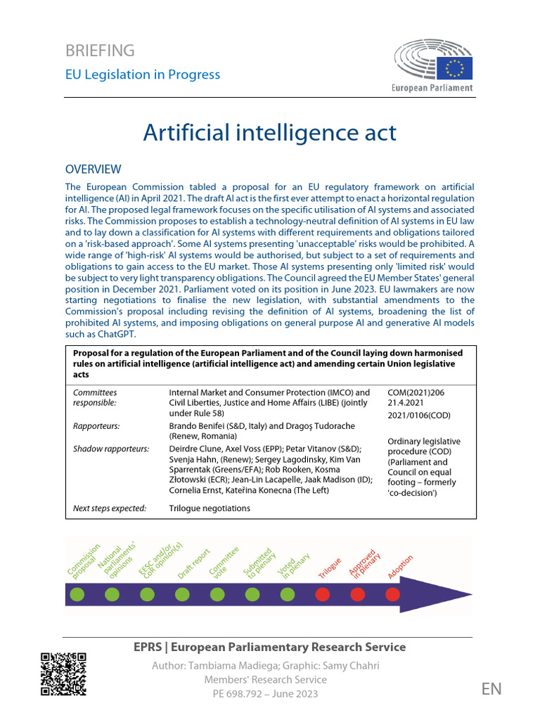 EU Artificial Intelligence Act Overview | PDF | Artificial Intelligence ...