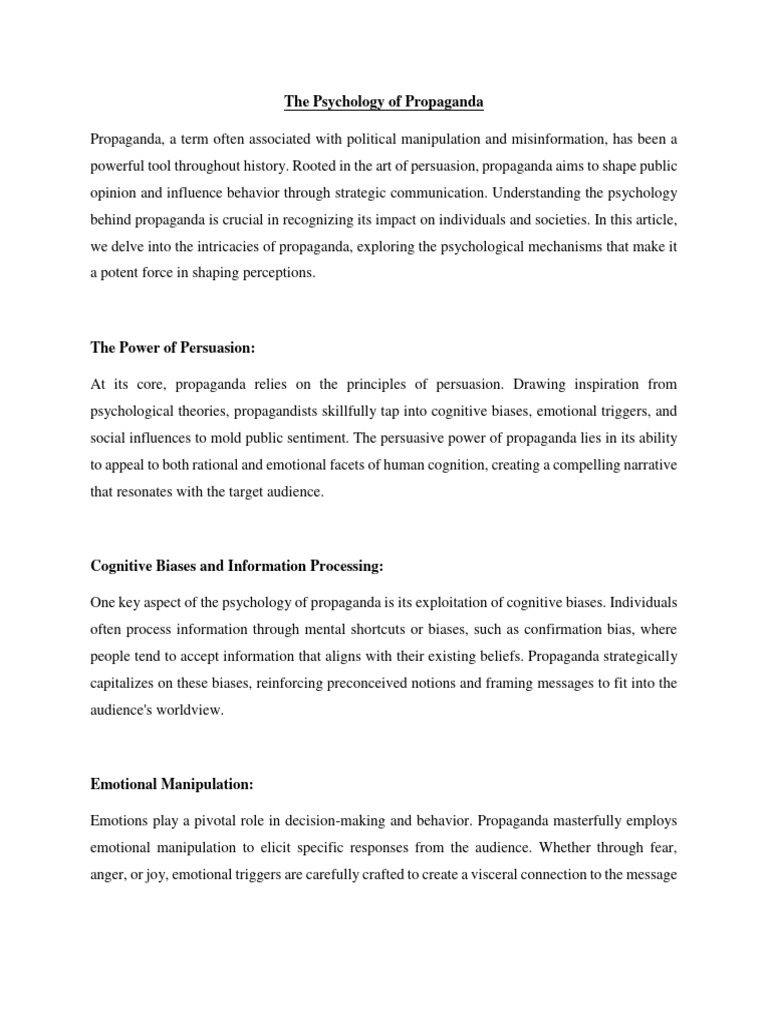 The Psychology of Propaganda 2 | PDF | Propaganda | Psychology