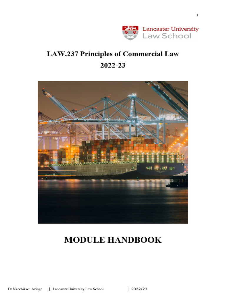 Principles of Commercial Law Handbook | PDF | Lecture