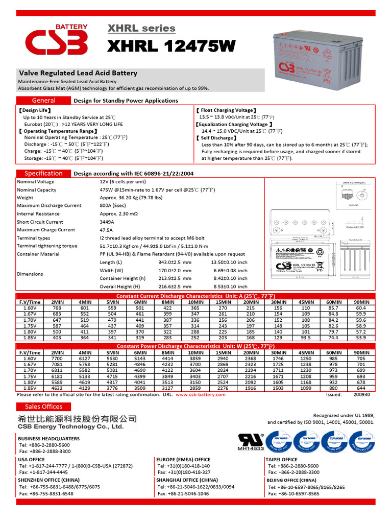 Catálogo CSB XHRL12475W FR | PDF | Electrical Engineering | Energy Storage