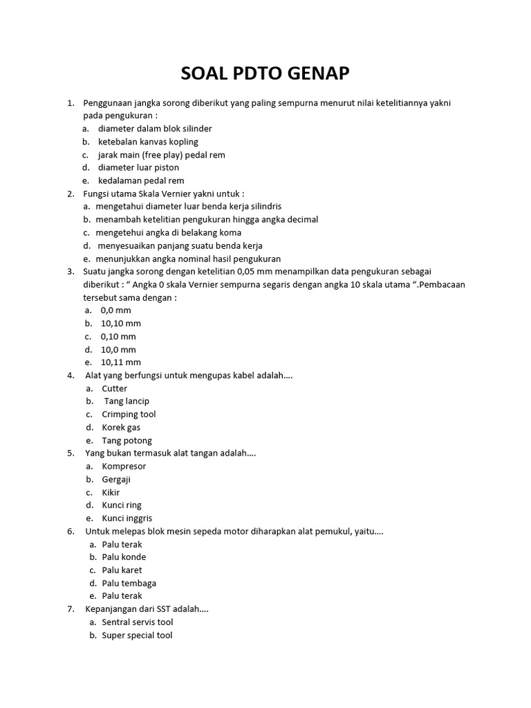 Soal Pdto Genap | PDF
