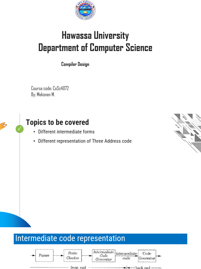 Unit 5 Intermediate Code Generation Pdf Compiler Computer Engineering