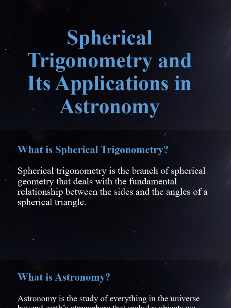 Power Point Presentation On SPHERICAL TRIGONOMETRY | PDF | Sphere ...