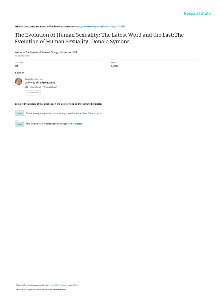 The Evolution of Human Sexuality | PDF