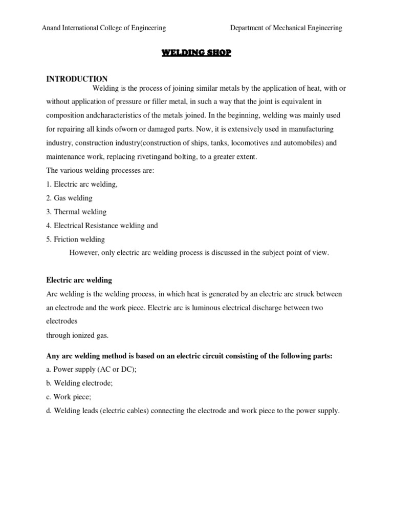 Welding Shop Lab Manual | PDF | Construction | Welding