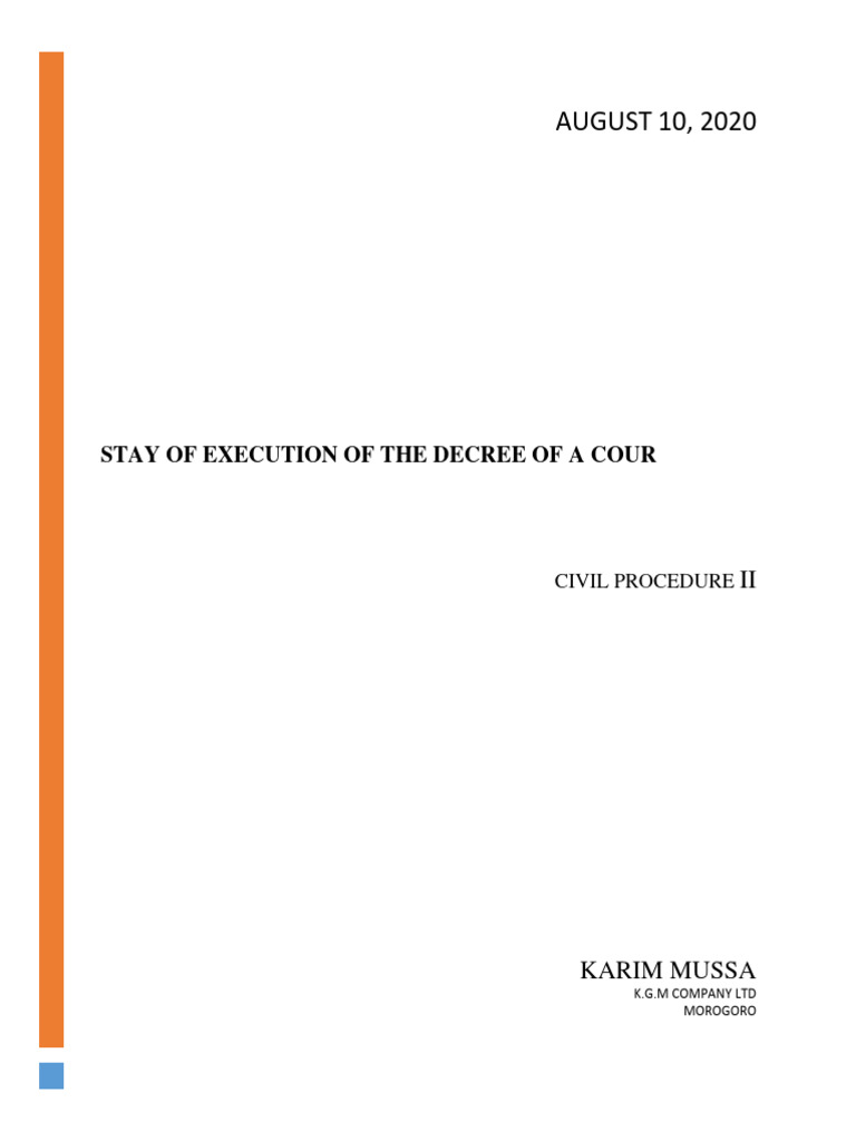 Stay of Execution of The Decree of A Cou | PDF | Judgment (Law) | Appeal