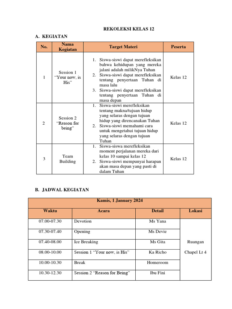 Rekoleksi Kelas 12 | PDF