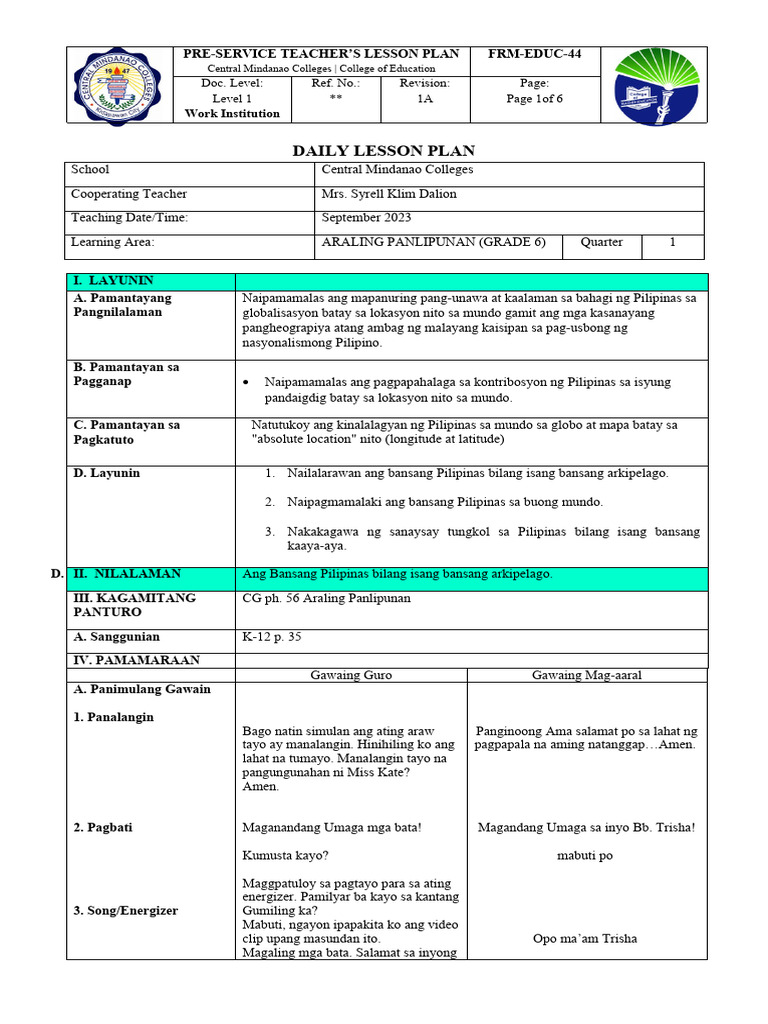 Dll-Grade 6-Ap | PDF