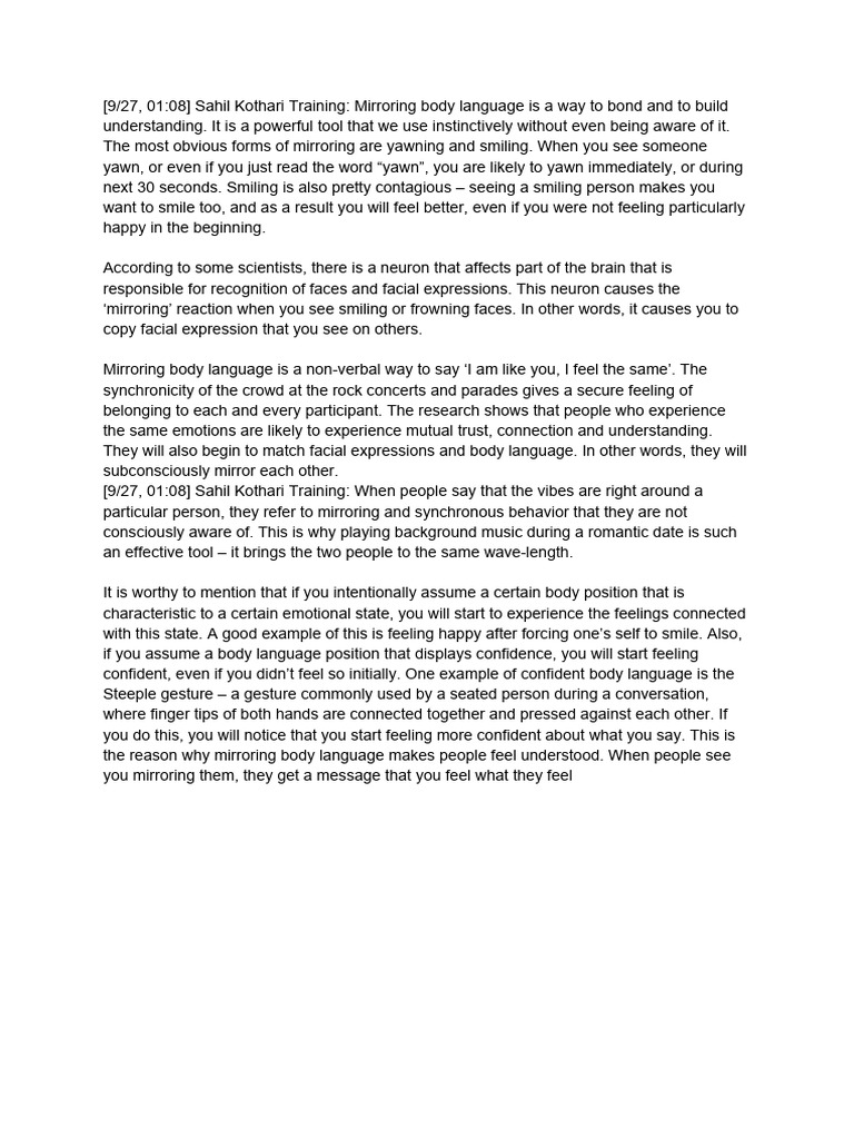 Body Language Pdf Body Language Feeling