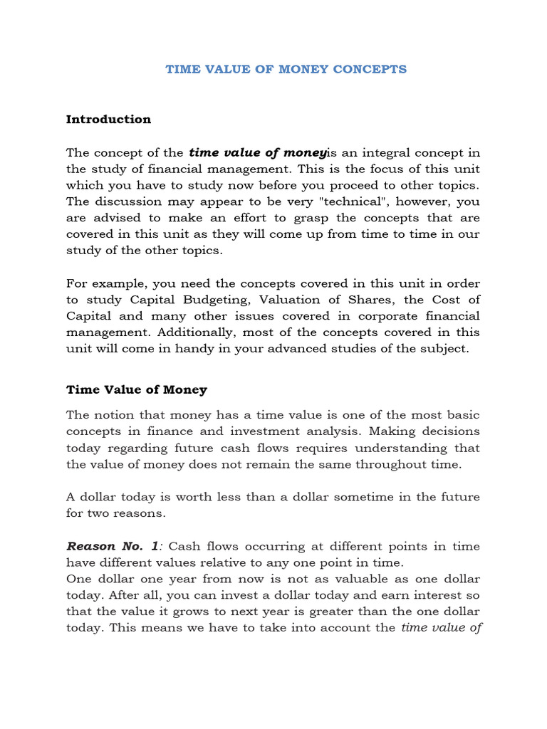 Time Value of Money Explained | PDF | Interest | Discounting