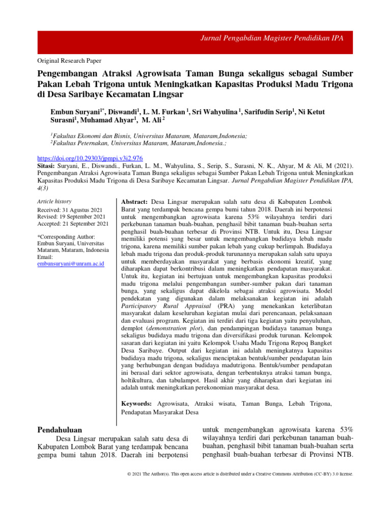 Agrowisata Bunga dan Madu Trigona | PDF | Teknologi & Rekayasa