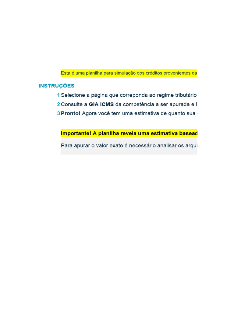 Planilha - Simulacao - Creditos - Exclusao - Icms 2 | PDF